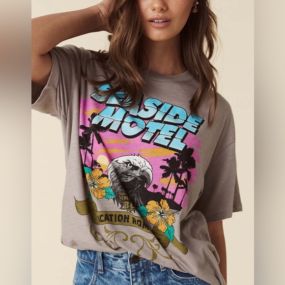 Spell | Tops | Spell The Gypsy Seaside Motel Biker Tee In Pebble Medium ...